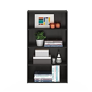 Furinno Pasir 4-Tier Bookcase / Bookshelf / Storage Shelves, Espresso