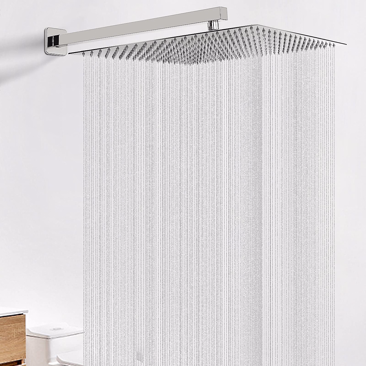 HarJue Shower Arm, Rain Shower Head Extension Extender, With Flange and Teflon Tape, Made of Thicken Stainless Steel for Bathroom Rainfall Showerhead (20 Inch, Chrome)