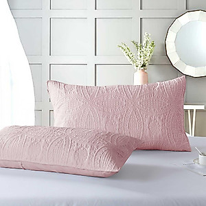 Boryard 3-Piece Queen Quilt Set, Lightweight Soft Full Size Quilt Bedspread Coverlet (90x90 inches) with 2 Pillow Shams (20x26 inches), Pink