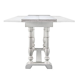 Convertible Dining Table - Expandable Wood Top Seats 2 to 6 - Double Pedestal Base