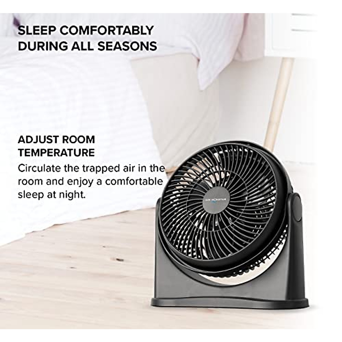 Air Monster 15655 High Velocity 3 Speed 8 Inch Adjustable Tilt Mini Personal Desk Fan with Wall Mount Option and Carry Handle, Black