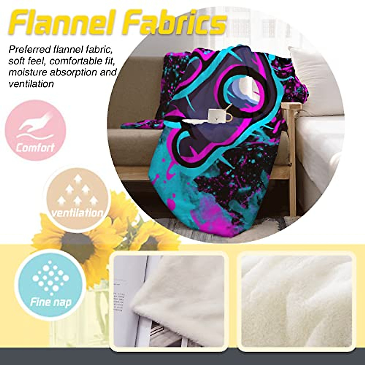 Fleece Throw Blanket Pillow Case Blanket Set Soft Cozy Flannel Throw Blanket Fluffy Bed Throws Couch Sofa Fuzzy Blanket Throws 40x50 Inches