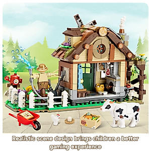 Friends Farm Mini Building Blocks, MOC Creative Farm Animals Model Set for Kids Ages 6+,899 Pcs Simulation Architecture Toy for Adults