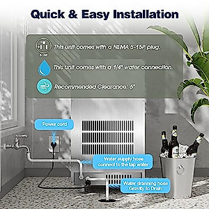 GSEICE Commercial Ice Maker Machine,280lbs/24H with 70lbs Ice Storage Capacity, 20” Air Cooled Undercounter Full Cube Ice Maker, 304 Stainless Steel Smart Control Ice Machine for Home Business Party