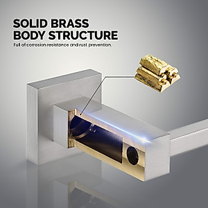 KIBI Cube Bathroom Hardware Set 5 Piece Bathroom Accessories Set | Towel Bar (24"), Towel Ring, Toilet Paper Holder, Robe Hooks (Brushed Nickel) (C-KBA15-5-1)