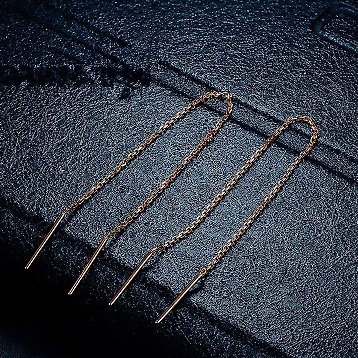 14k Gold Earrings For Women Dangle Earrings Drop Thread Dangling Earrings Minimalism Dipped Long Chain Earring (Gold)