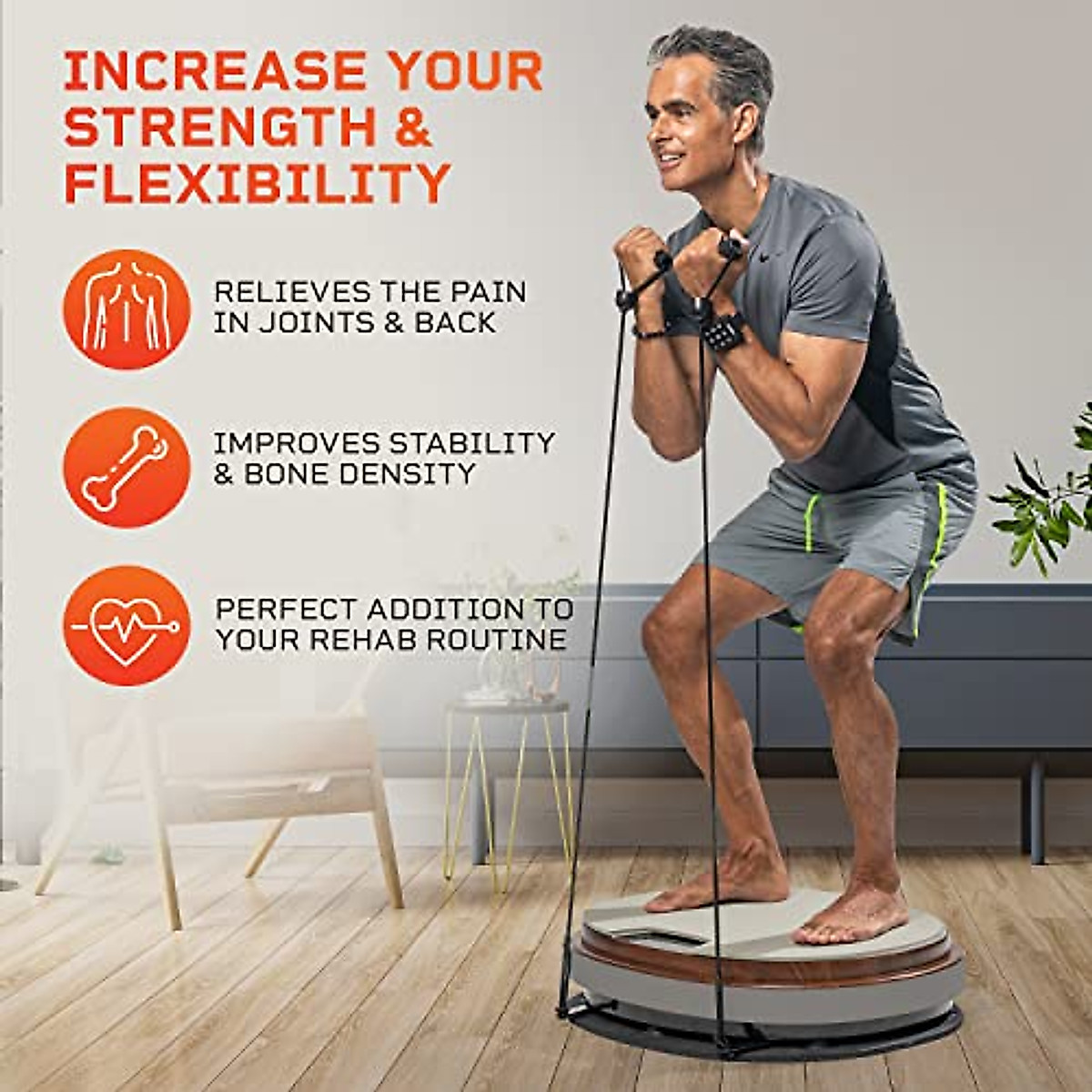 LifePro RelaxaVibe Vibration Plate Exercise Machine - Vibration Platform for Circulation & Metabolism Boost - Elegant Living-Room Vibration Machine - Whole Body Vibration Plate with Heated Ottoman