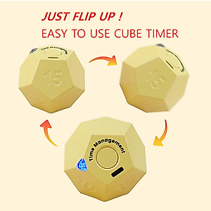 CreaViva Cube Timer, Pomodoro Timer, Rechargeable Small Cute Timer, Timer for Kids and Classroom, Kitchen Timer for Cooking, Workout & Study Countdown Timer, Time Management Timer (Honey Yellow)