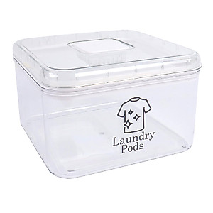 Xbopetda Laundry Pods Container, Large Capacity Clear Laundry Pods Holder, Laundry Pods Storage with Flip Lid, Laundry Detergent Dispenser with Measuring Cup, Laundry Room Organization and Storage