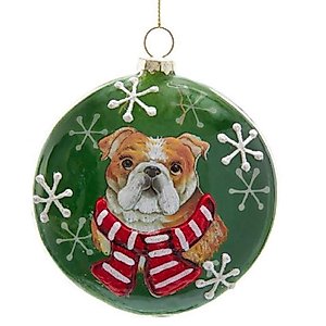 Bulldog Dog Christmas Disc Ornament 4 inch D3698BD New