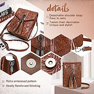 MEITRUE Women Phone Purse Bag Small Crossbody Bags Ladies Mini Cell phone Purse Wallet Tassels Embossed Bag for Girls (0-Coffee)
