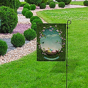 My Little Nest Seasonal Garden Flag Egg Shape Hole Easter Nest Double Sided Vertical Garden Flags for Home Yard Holiday Flag Outdoor Decoration Farmhouse Banner 12"x18"
