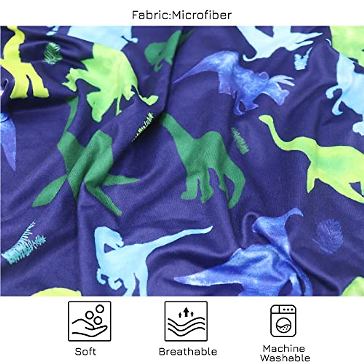 Toddler Pillowcase, Kids Pillow Cover for Sleeping, 2 Pack Dinosaur Set Fit Pillow Sized 13"x 18" Or 14"x19", 100% Silky Soft Microfiber, Envelope Closure, Baby Travel Pillowcase for Boys Girls
