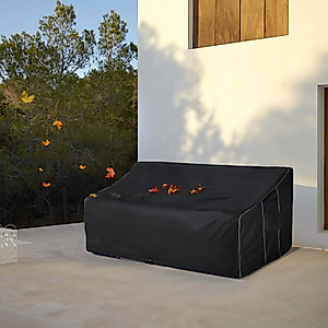 FORSPARK Patio Furniture Covers Waterproof, Heavy Duty Outdoor Loveseat Covers Fit up to 58 W x 40 D x 31 H inches Black