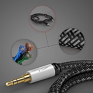 Aux Cord – 8ft– 3.5mm Audio Cable, Designed in Germany with Break-Proof Metal Plug (Headphone Cable & aux Cable for iPhone/car/Laptop, Auxiliary Cord, 3.5mm Male to Male, Nylon) – by CableDirect