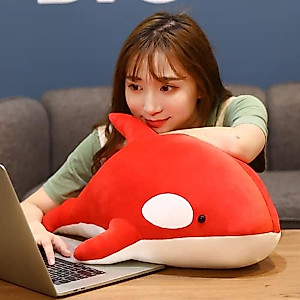 pangcangshu Nice Huggable Big Killer Whale Doll Pillow Whale Orcinus orca Black and White Whale Plush Toy Doll Shark Kids Boys Soft Toy(Red,95cm/37.4 inch)…