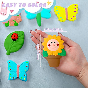 27 Pcs Arts and Crafts Set Painting Kit for Kids Include 12 Unpainted DIY Ceramic Figurines Paint Your Own Figurines with 12 Magnet 2 Brushes and 1 Palette Ceramic Painting Kit for Toddler (Butterfly)