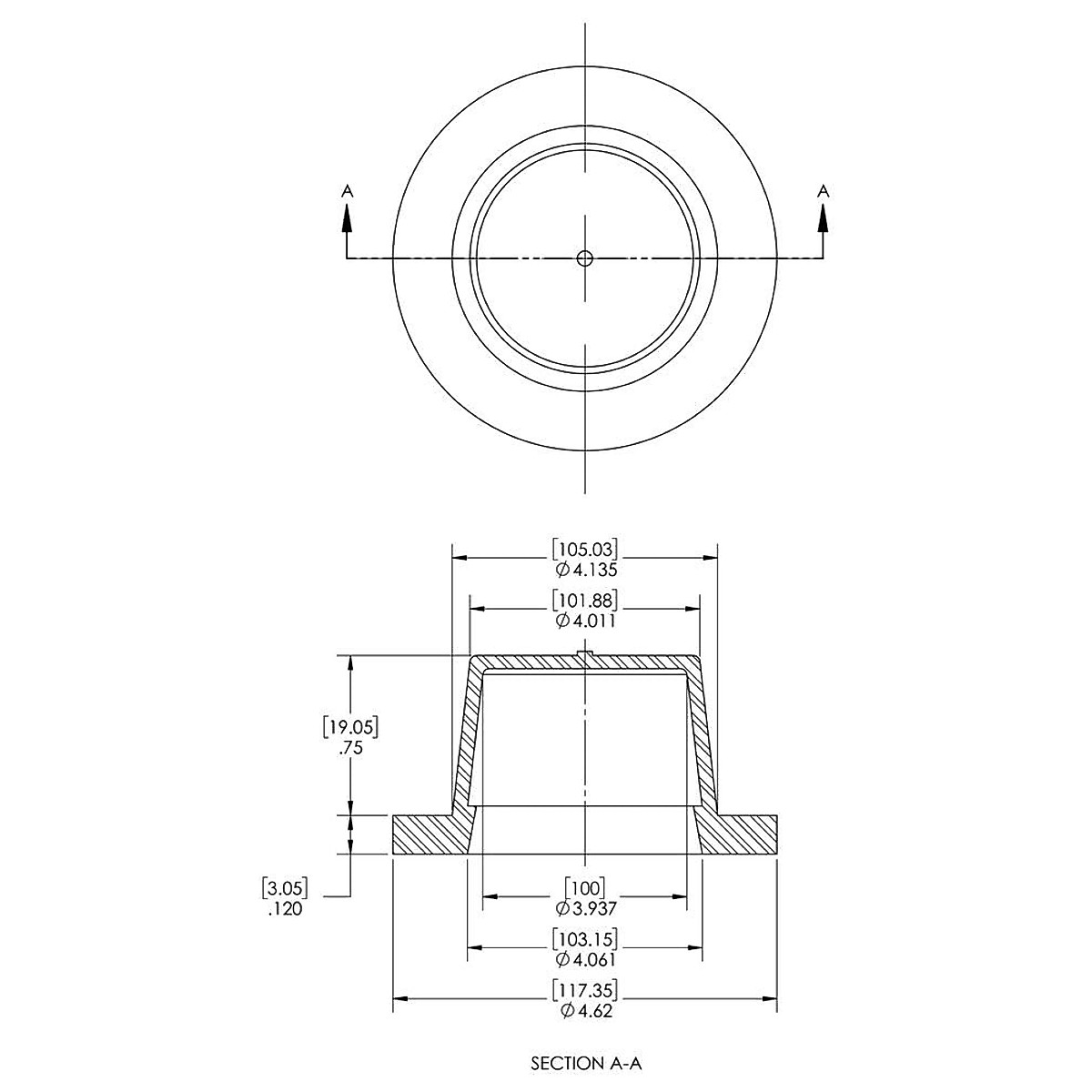 Caplugs WW-1064 WW Series – Plastic Tapered Cap and Plug with Wide Thick Flange, 4 Pack, Yellow LD-PE, Cap OD 3.937" x Plug ID 4.135" Threaded and Non-Threaded Protection, Masking (99394900)