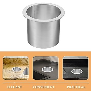 ABOOFAN Drop-in Trash Chute Stainless Steel Round Countertop Trash and Waste Chute Built-in Trash Can Waste Bucket Bottomless Embedded Trash Bin for Home Restaurant