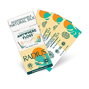 RADIUS Natural Unscented Silk Anywhere Floss Travel Dental Floss for Oral Care Boost Non Toxic Tooth & Gum Protection (20 Single Use Flossers per Pack) - Pack of 3