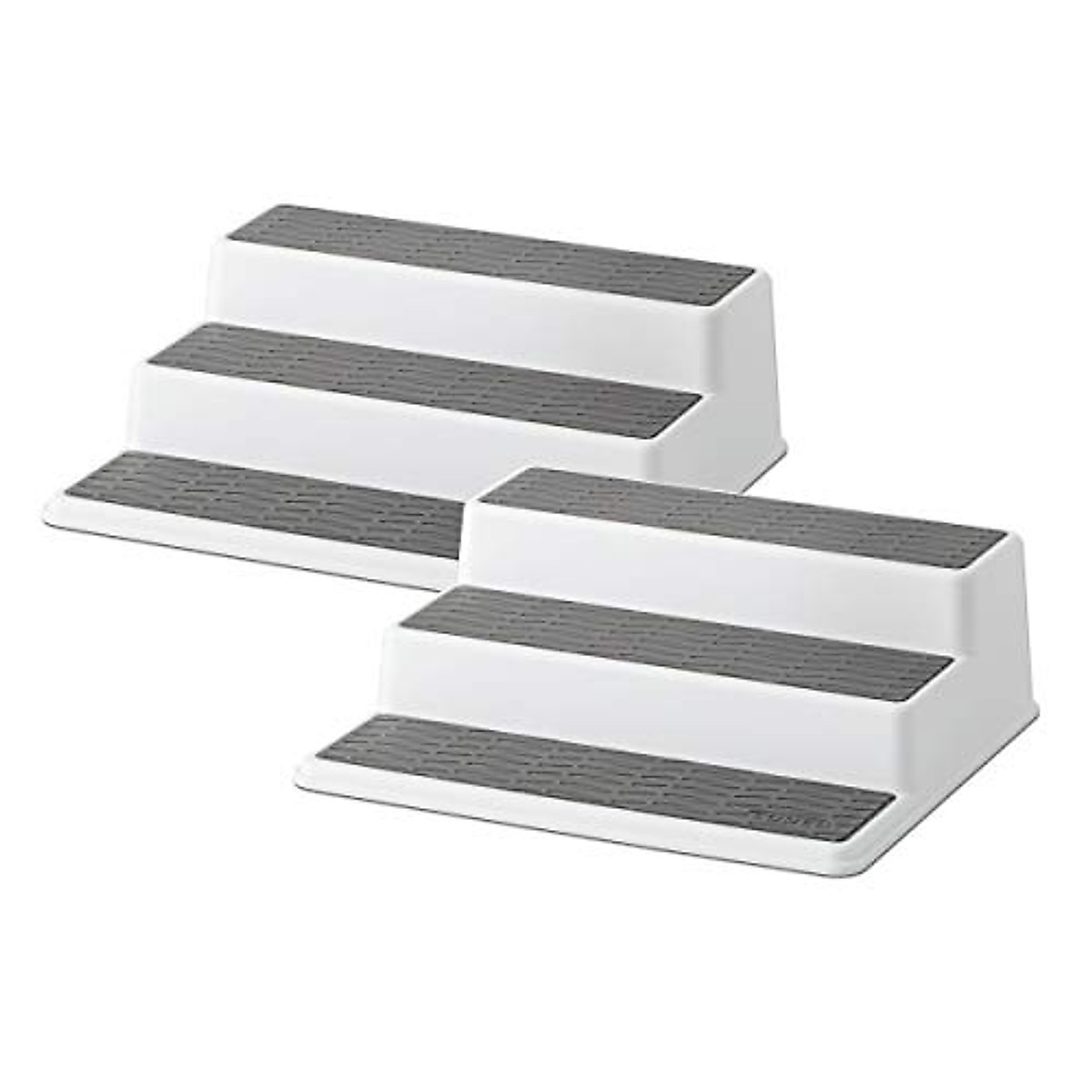 Copco Non-Skid Pantry Cabinet Lazy Susan Turntable, 9-Inch, White/Gray 2 & Non-Skid 3-Tier Spice Pantry Kitchen Cabinet Organizer, 10-Inch, Gray, 2 Count