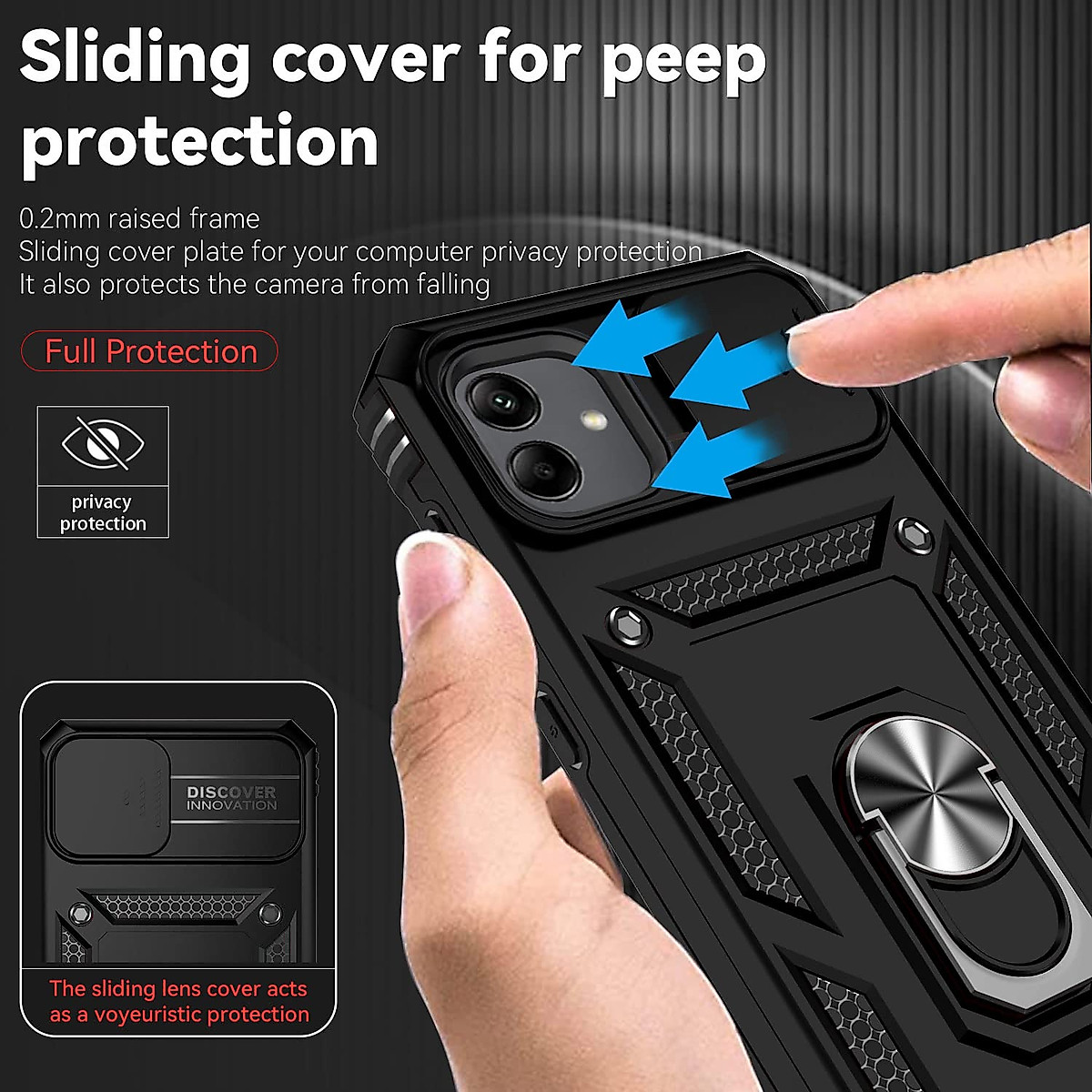 Guzhthi for Samsung Galaxy A04 Case: with Cell Phone Screen Protector Glass and Camera Back Cover Protective Heavy Duty Shockproof Rugged - Military Protection Bumper - Black Jc