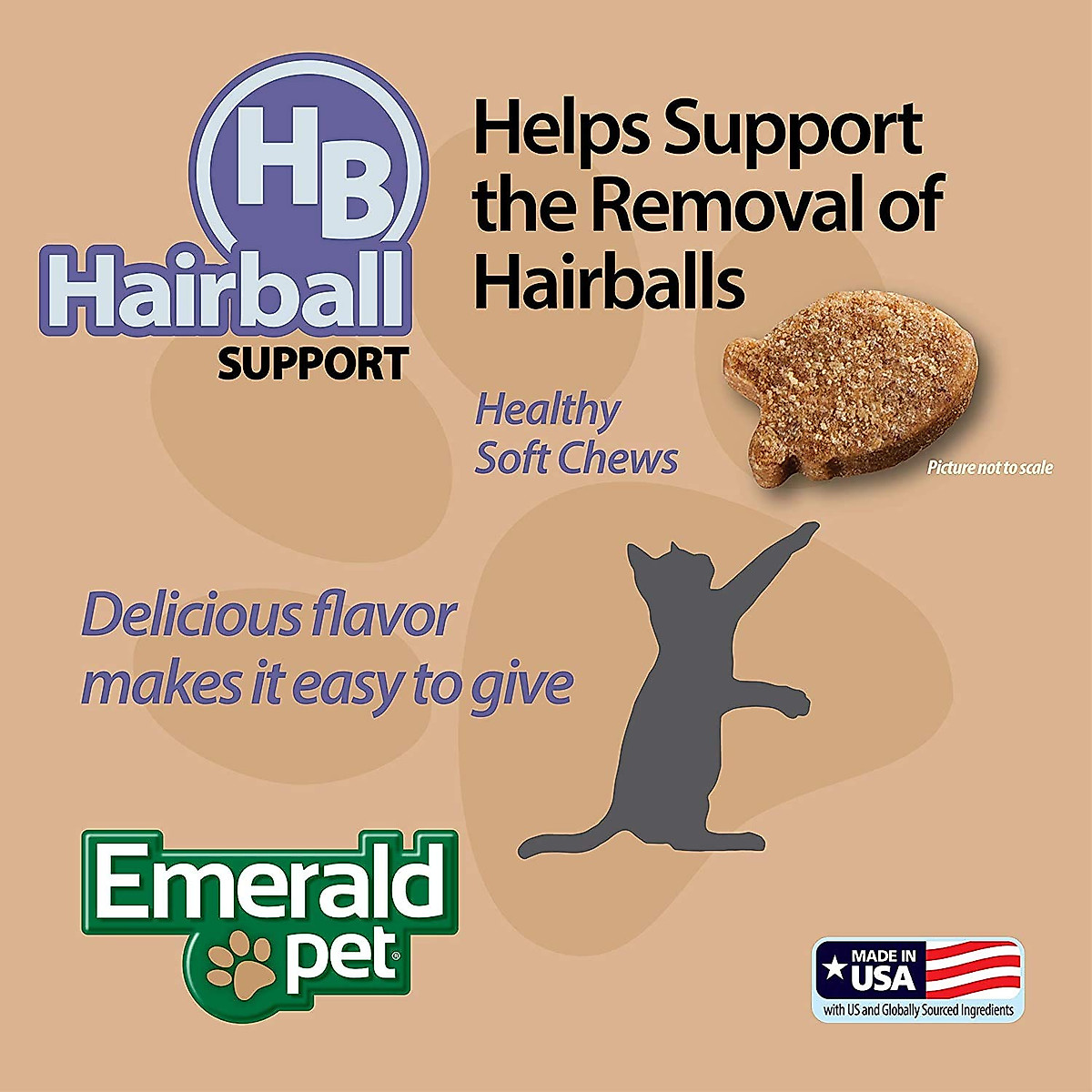 Emerald Pet 3 Pack of Hairball Feline Health Chews, 2.5 Ounces Each, Grain-Free, Made in The USA