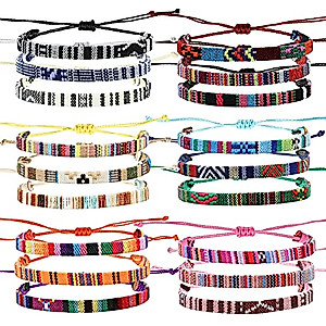 18 Pcs Boho Surfer Bracelet Ankle Adjustable Beaded Anklets Unisex Handmade Braided Bracelet Waterproof Surfer Beach Bracelet Colorful Anklet Bracelet String Rope Jewelry for Women Men (Elegant Style)