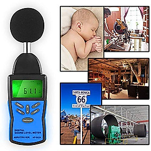 Decibel Meter, Digital Sound Level Meter AP-882A Sound Monitor Tester Range from 30-130dB, Digital Decibel Meter with LCD Backlight/Max Hold/Sensitivity Adjustment and dBA/C Switch (Battery Included)