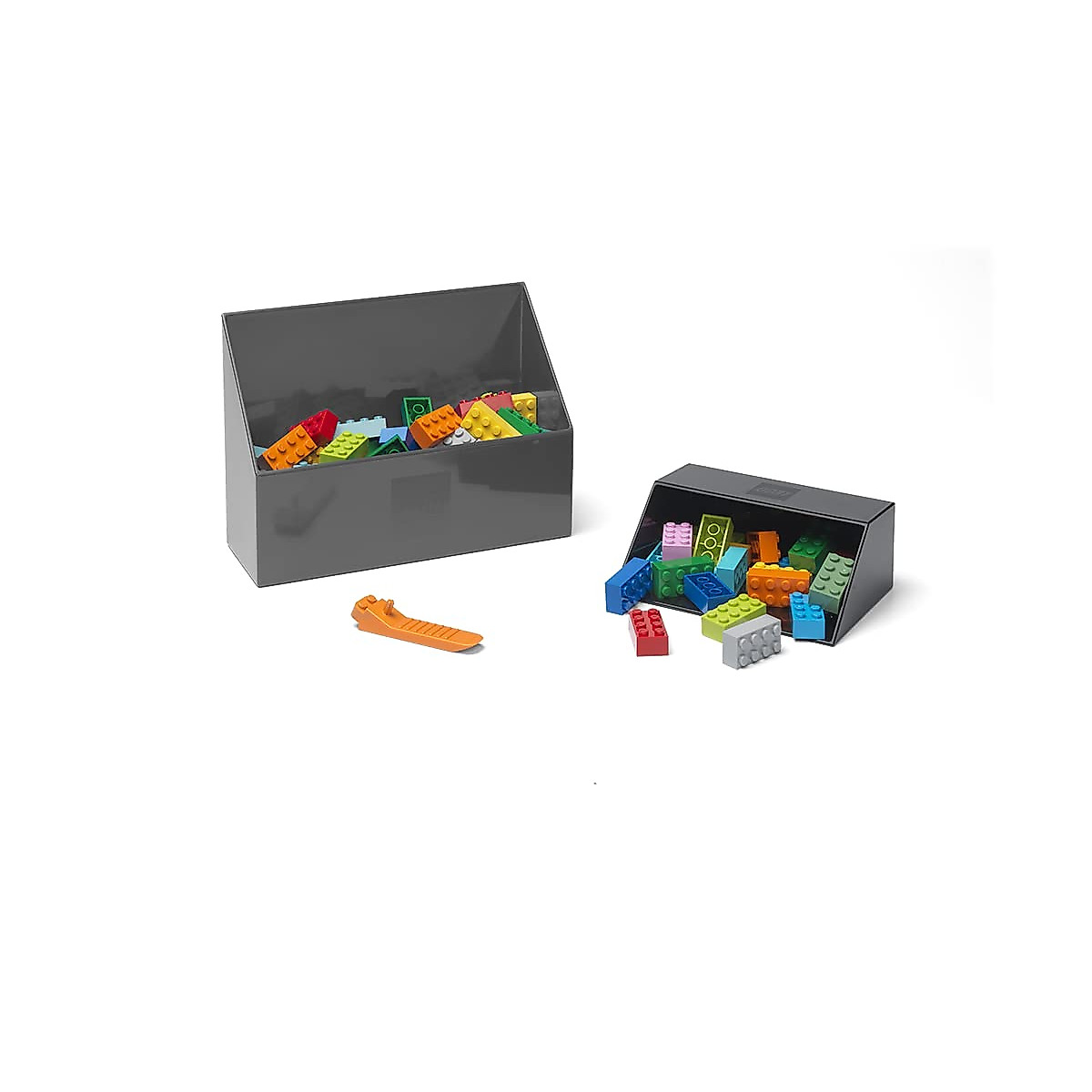 Room Copenhagen LEGO Brick Scooper Set - Easy Clean Up for Building Blocks and Other Toys - 1 Large Dark Stone Gray Scoop 7.63 x 5.19in and 1 Small Black Scoop 5.07 x 3.46in - Includes Brick Separator