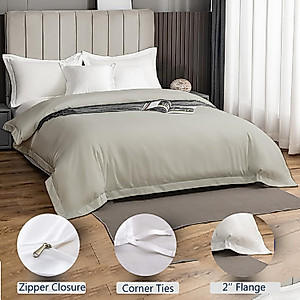 eBeddy Linens Luxury Duvet Cover Extra Large King Size 136x120 Inch 100% Long-Staple Egyptian Cotton Soft and Breathable 1 Pieces Comforter Cover with Zipper Closure & Corner Ties, Silver Grey Solid
