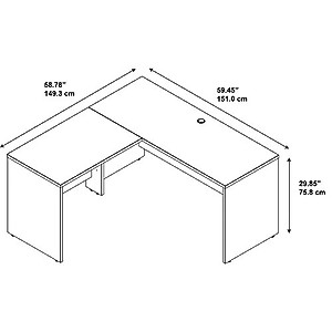 Bush Business Furniture Series C Elite 60W x 24D Desk Shell with 36W Return in Mocha Cherry