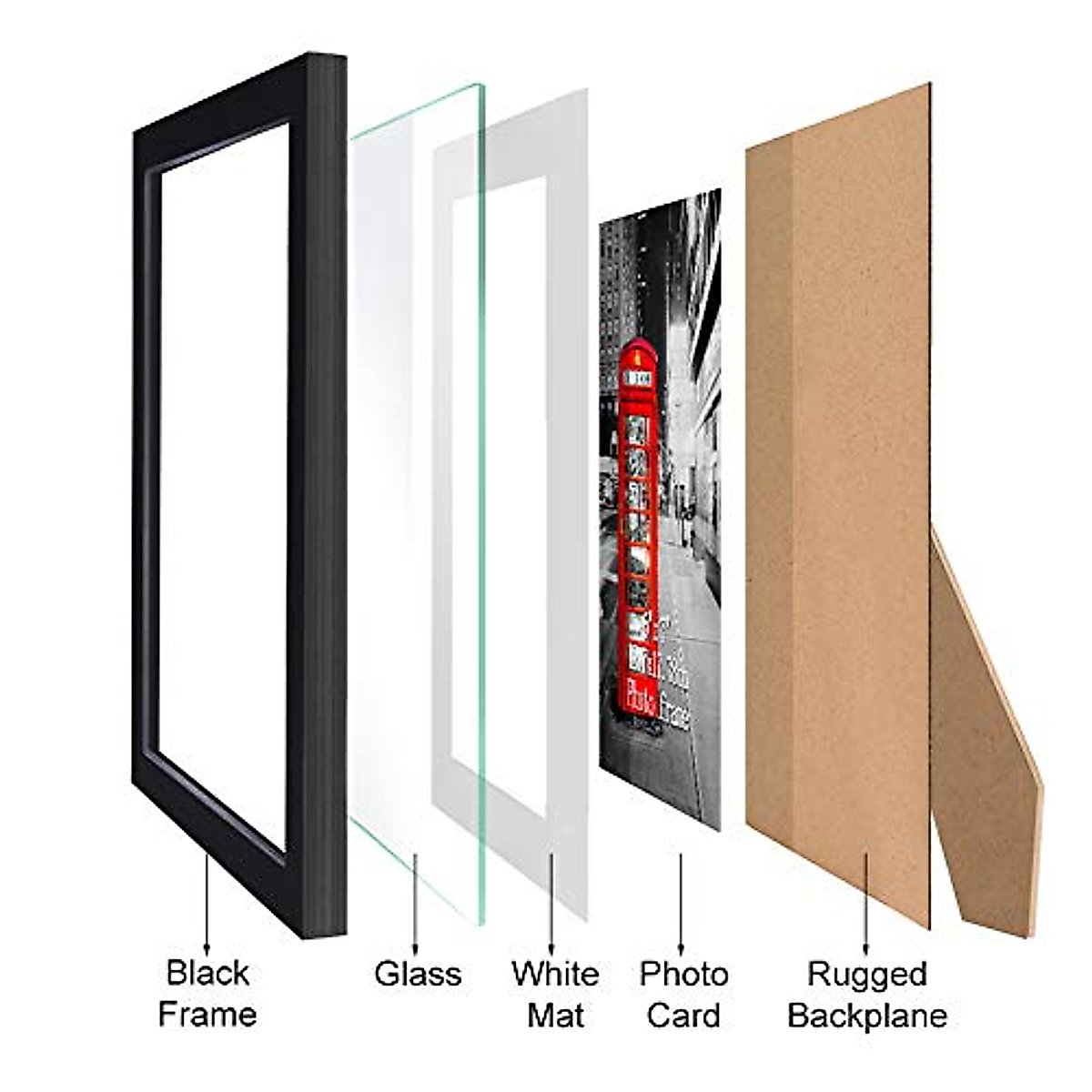 4x6 Black Picture Frame Set of 6, Multi Frames Matted to Display Photos 4x6 with Mat or 5x7 without Mat for Wall and Tabletop