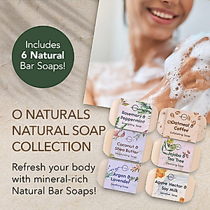 O Naturals 100% Natural Bar Soap - Assorted 6 PCS Soap Gift Set - Organic Ingredients & Essential Oils - Spa Gifts for Women & Men, Body Wash Soap Bar & Face Soap - Natural Soap - Mother's Day Gifts