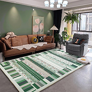 DweIke Large Fluffy Area Rugs for Living Room Bedroom, 5x7 Ft Thickened Memory-Foam Carpet, Machine-Washable Rug Suitable for Kids Girls Boys Bedroom Home Décor, Non-Slip Backing Rug, Green