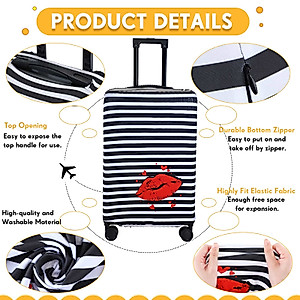 Silkfly 3 Pcs Red Lips Travel Luggage Cover Anti Scratch Dirt Washable Suitcase Protector Elastic Luggage Sleeve with Zipper, Fits 18-28 Inches