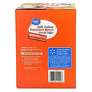 Great Value Breakfast Blend Medium Roast Coffee K-Cups, 0.33 oz, 48 count