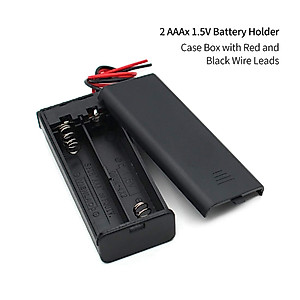 2 AAA Battery Holder with ON/Off Switch and Wire Leads Case Back Cover 2X 1.5V 3 Volt Storage Box Cables Line Cord Wire Cell Charger (5-Pack)