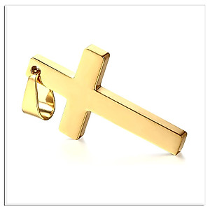 Xusamss 18K Gold Plated Stainless Steel Cross Religious Pendant Necklace,22inches Link Chain