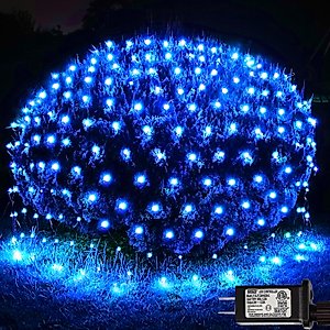 OYCBUZO 300LED Blue Net Lights,14.8ftx5ft 8 Modes Connectable Christmas Mesh Lights, Indoor and Outdoor Fairy String Lights Plug in for Halloween Thanksgiving Bushes Tree Party Garden - Blue