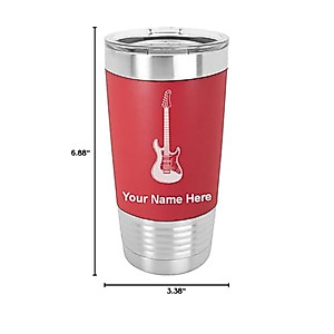 LaserGram 20oz Vacuum Insulated Tumbler Mug, Electric Guitar, Personalized Engraving Included (Silicone Grip, Red)