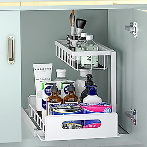 furihshe Under Sink Organizers and Storage, Pull Out Cabinet Organizer 2-Tier Slide Out Sliding Shelf Under Cabinet Storage Multi-Use for Under Kitchen Bathroom Under Sink Organizer