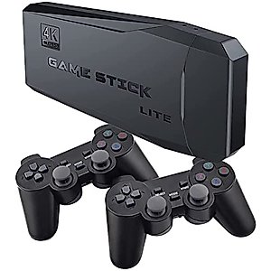 64G Plug and Play Game Console, 64-bit Retro Wireless Video Game Consoles 4K HD Mini TV Game Stick Built-In 10000 Classic Games Support PS1 GB GBA GBC MD CPS FC SFC ATARI Etc 9 Simulators