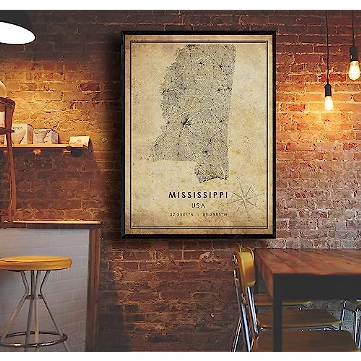 Mississippi Vintage Map Print Mississippi Map USA Map Art Mississippi City Road Map Poster Vintage Gift Map
