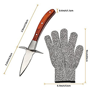 Set of 2 Oyster Shucking Knives, Shucker Kit Seafood Opener with Knife Cut Resistant Glove 5-level Protection Food Grade