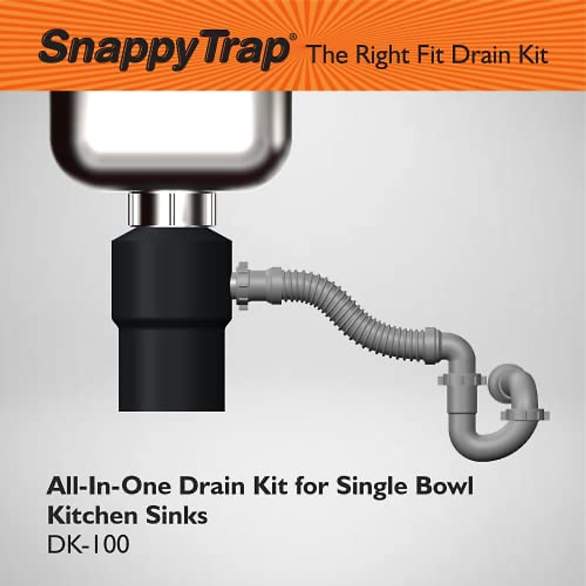 Snappy Trap 1 1/2" Drain Kit for Single Kitchen Sinks, Bar Sinks and Laundry Sinks