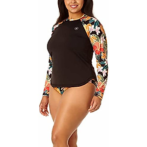 hurley Womens UPF 50+ Long Sleeve Rashguard (as1, Alpha, m, Regular, Regular, Caribbean Dreamin)