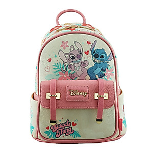 Wondapop Disney Angel and Stitch 11" Vegan Leather Fashion Mini Backpack
