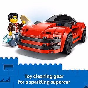LEGO City Red Sports Car Toy - Building Toy for Kids, Boys and Girls, Ages 5+ - Educational Gift for Birthdays and Holidays - Includes Driver Minifigure and Other Accessories - 60448