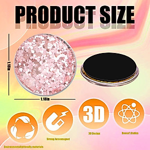 OQUYDEA Sparkling Glass Magnets - 12 Pcs Crystal Strong Fridge Magnets for Office, Whiteboard, Cabinet and Dishwasher Decoration, (Pink)…